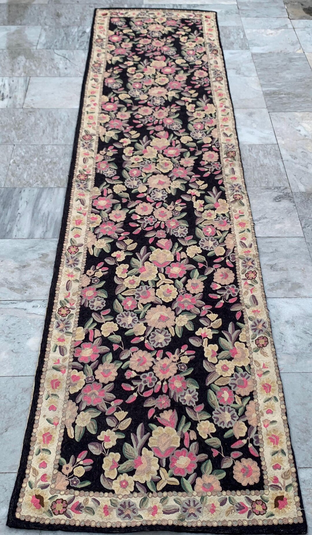 French Aubusson Style Needlepoint Runner Rug: 2x11, Chain Stitch - Etsy