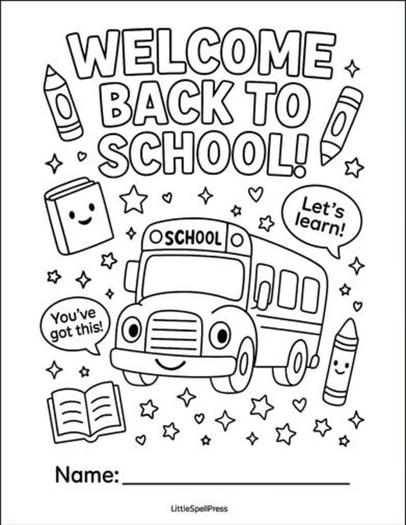Back to School Coloring Page for Kids - Welcome Back Printable ...