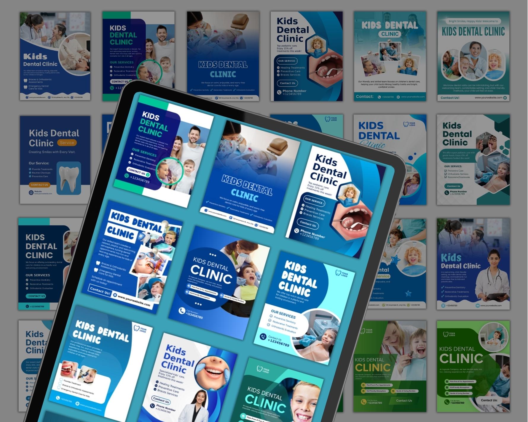 Kids Dental Clinic Flyer Template | Paediatric Dentist Canva Design ...