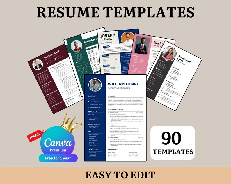 Modern Resume Template | Editable CV Design | Professional Resume for ...