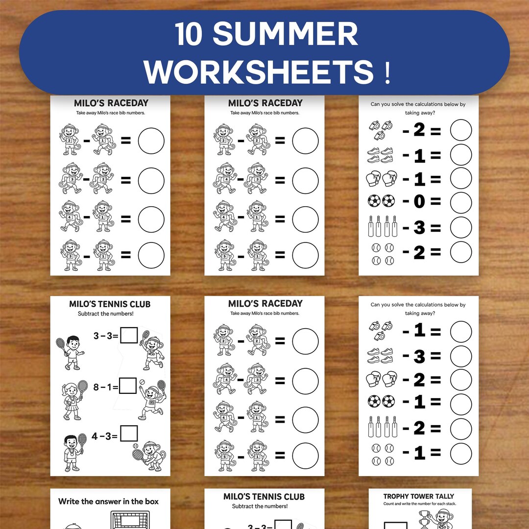 10 Summer Maths Printable Worksheets for Kids - Coloring, Addition ...