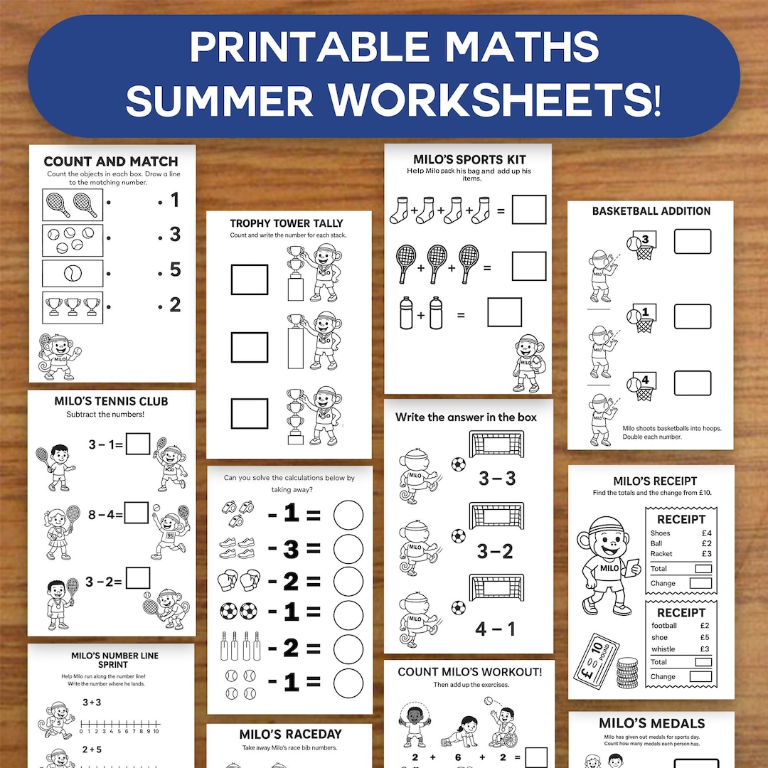 35 Summer Printable Maths Worksheets for Kids - Coloring, Addition ...