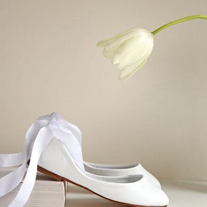 Lily White Wedding Ballet Flats, Light Ivory Bridal Shoes, Wedding Lace ...