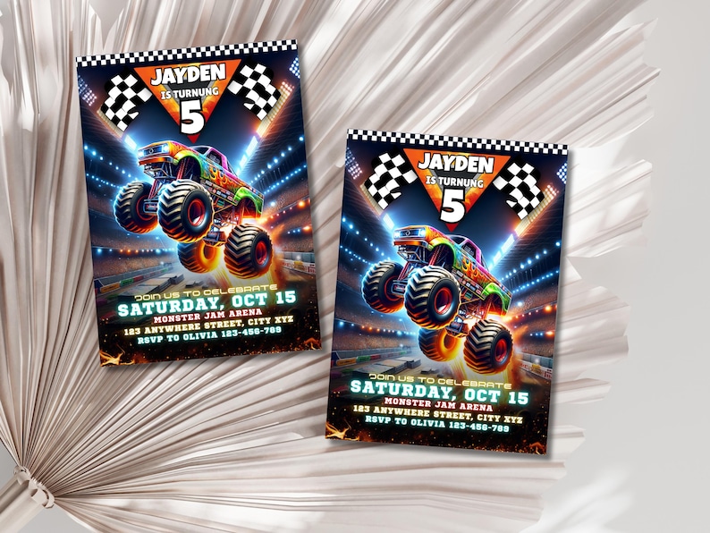Monster Truck Birthday Invitation: Editable Monster Jam Birthday ...