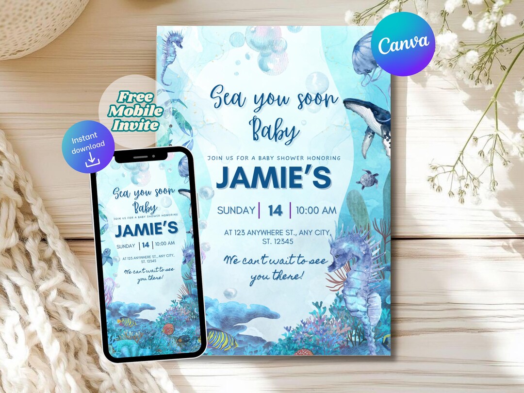 Sea You Soon Baby Shower Invitation, Sea Baby Shower, Under the Sea ...