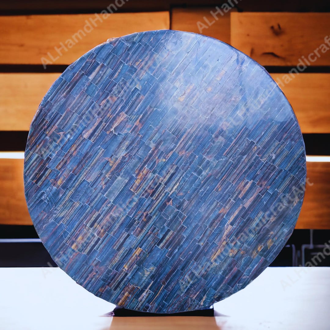 Blue Tiger Eye Table Top, Round Dining Table Top, Handmade Table Top ...