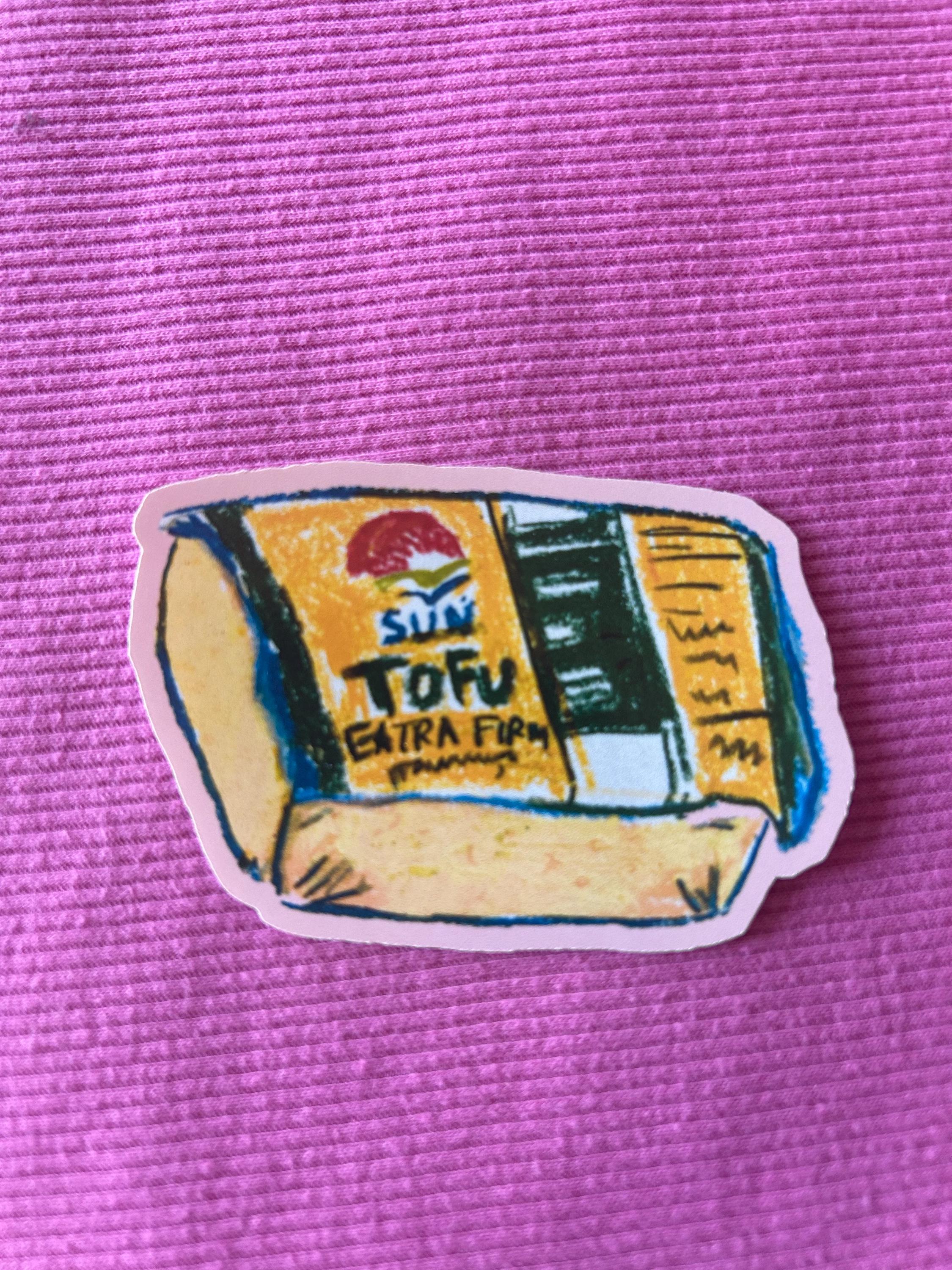 Tofu Sticker (hand-drawn With Pastels) - Etsy