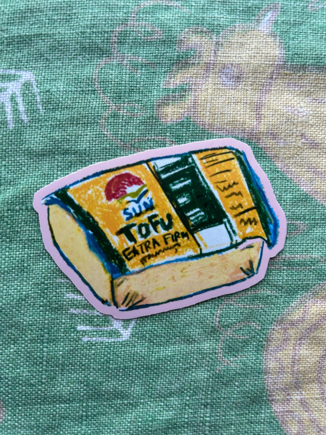 Tofu Sticker (hand-drawn With Pastels) - Etsy