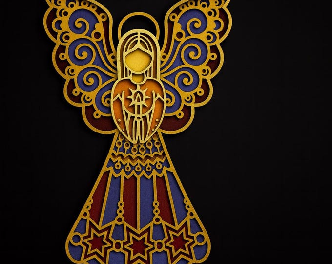 Laser Cut Multilayer Angel Template - Layered Wooden Christmas Tree ...