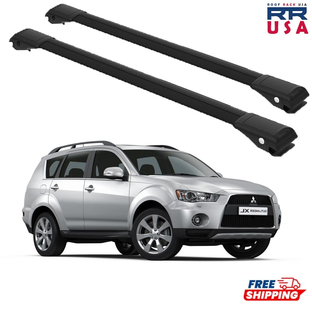 Roof Rack Cross Bars for Mitsubishi Outlander 2007-2013 Black Wingbar ...