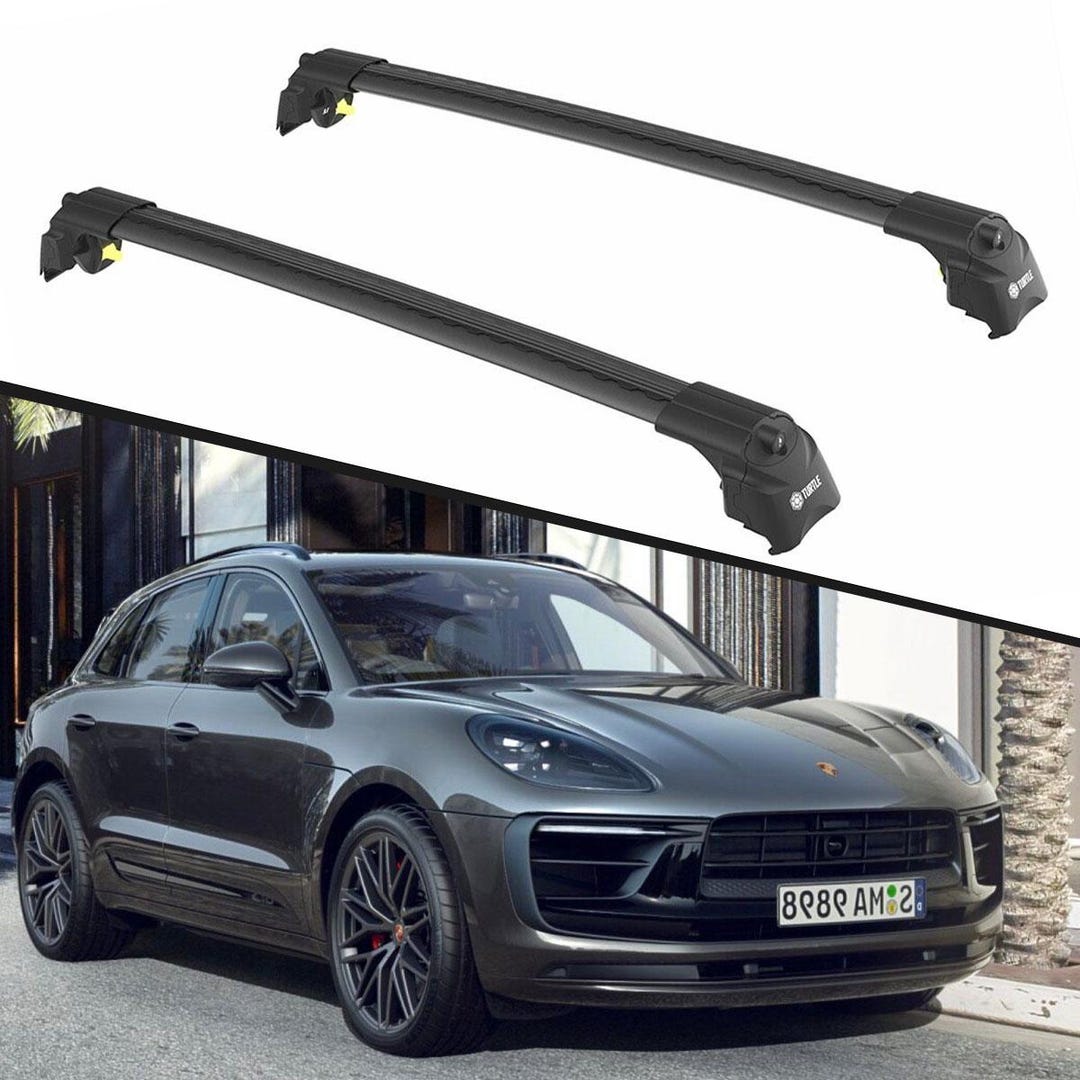 For Porsche Macan 2022-2025 Roof Rack Cross Bars Black Flush Rails 2x ...