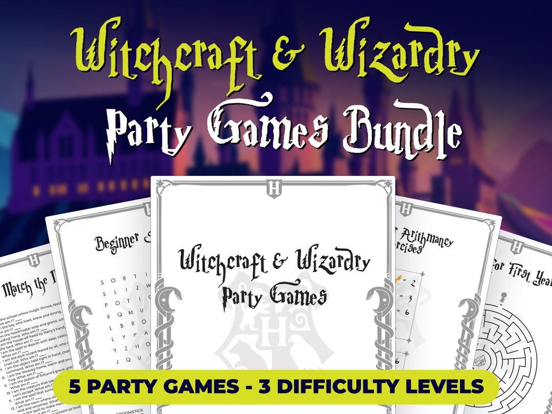 Wizard-inspired Printable Party Game Pack | Riddles, Word Search, Mazes ...