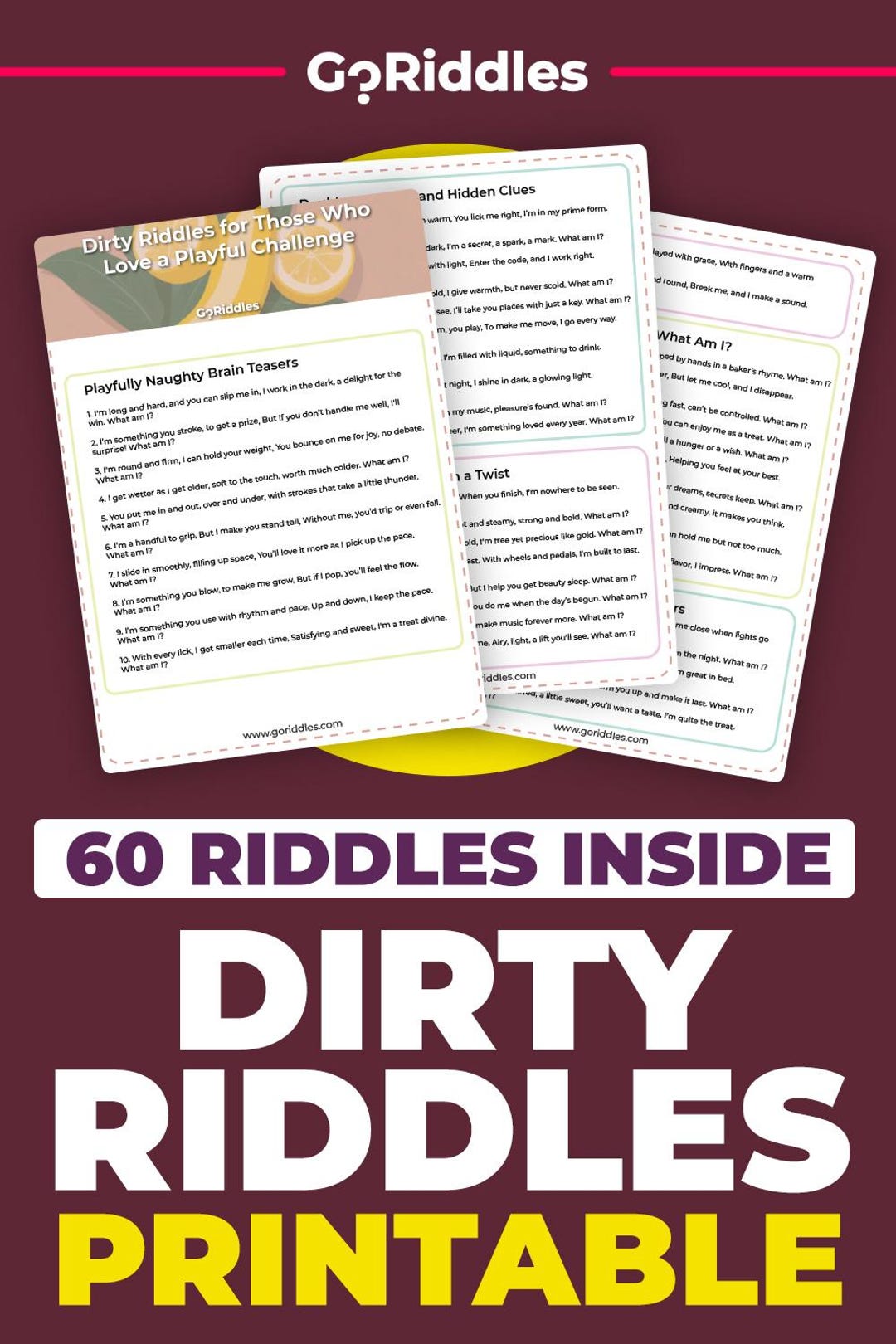60+ Dirty and Romantic Riddles for Adults | Printable Naughty Riddle ...