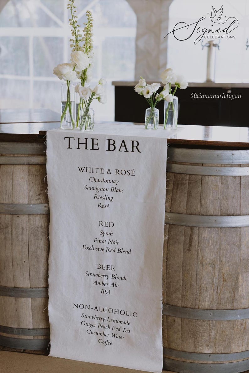 Customized Fabric Linen Bar Sign, Wedding Bar Signage, Bar Sign ...
