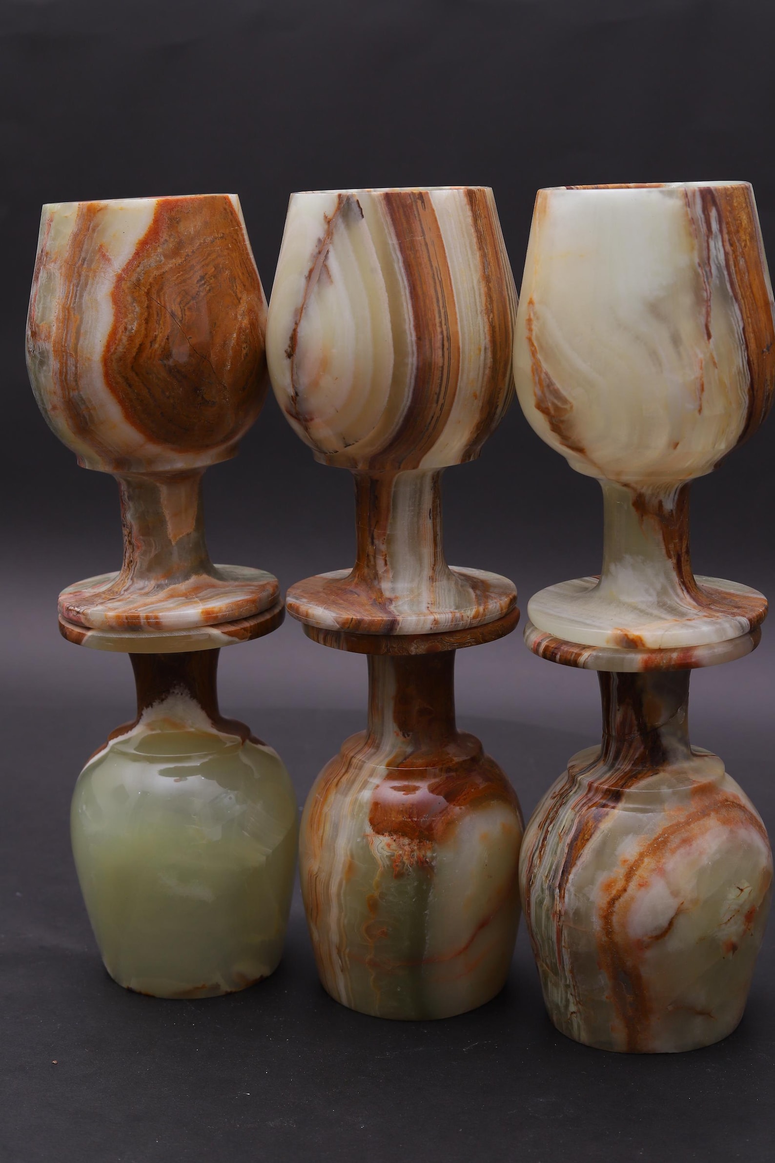 Natural Marble Onyx Goblet Set of 6 –handcrafted Natural Stone Wine ...