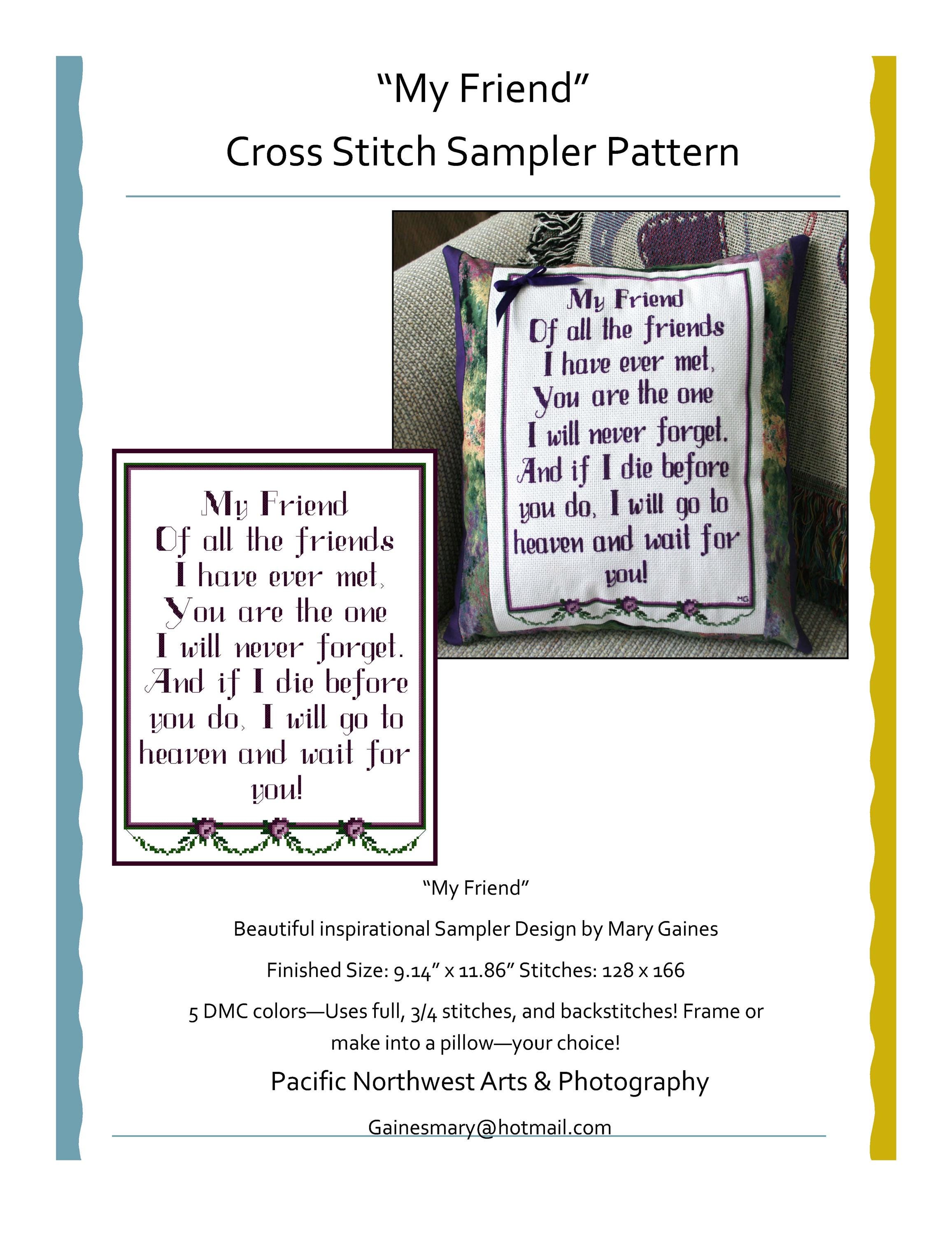 My Friend Sampler Cross Stitch Pattern - Etsy