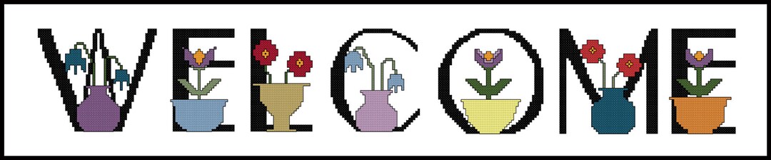 Floral Welcome Sign Cross Stitch Pattern - Etsy
