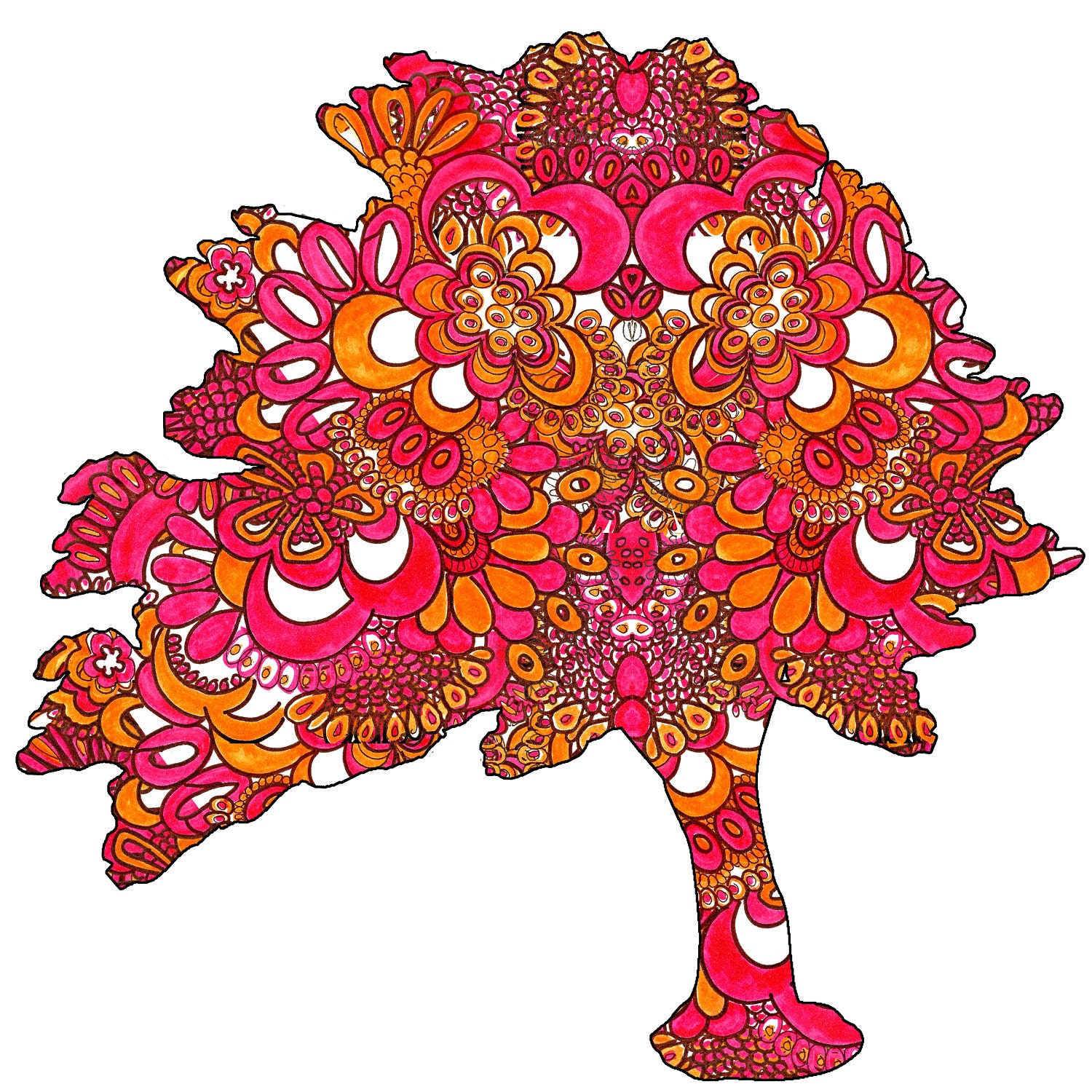 Swirly Tree Art, Swirls and Circles Tree Painting, POP ART, Tree ...