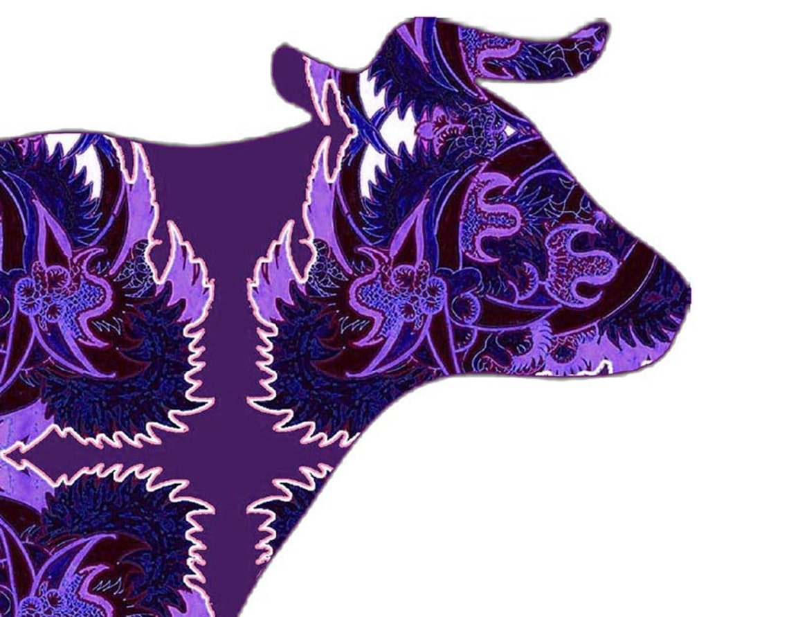 COW ART, ABSTRACT Cow Painting, Purple Wall Art Painting, Pop Art, Andy ...