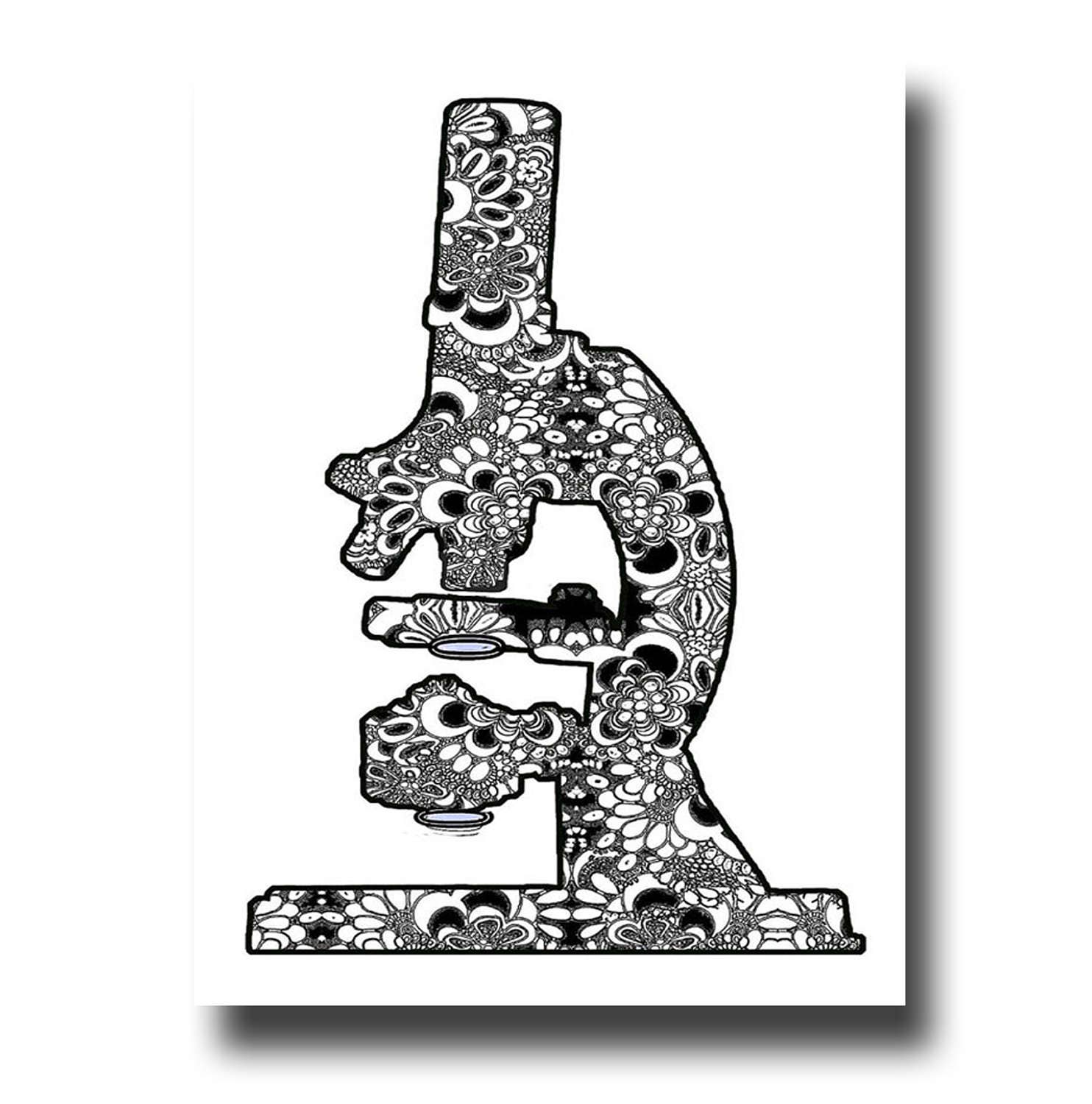 Microscope Art, Female Scientist, Microscope Art Print, Black and White ...