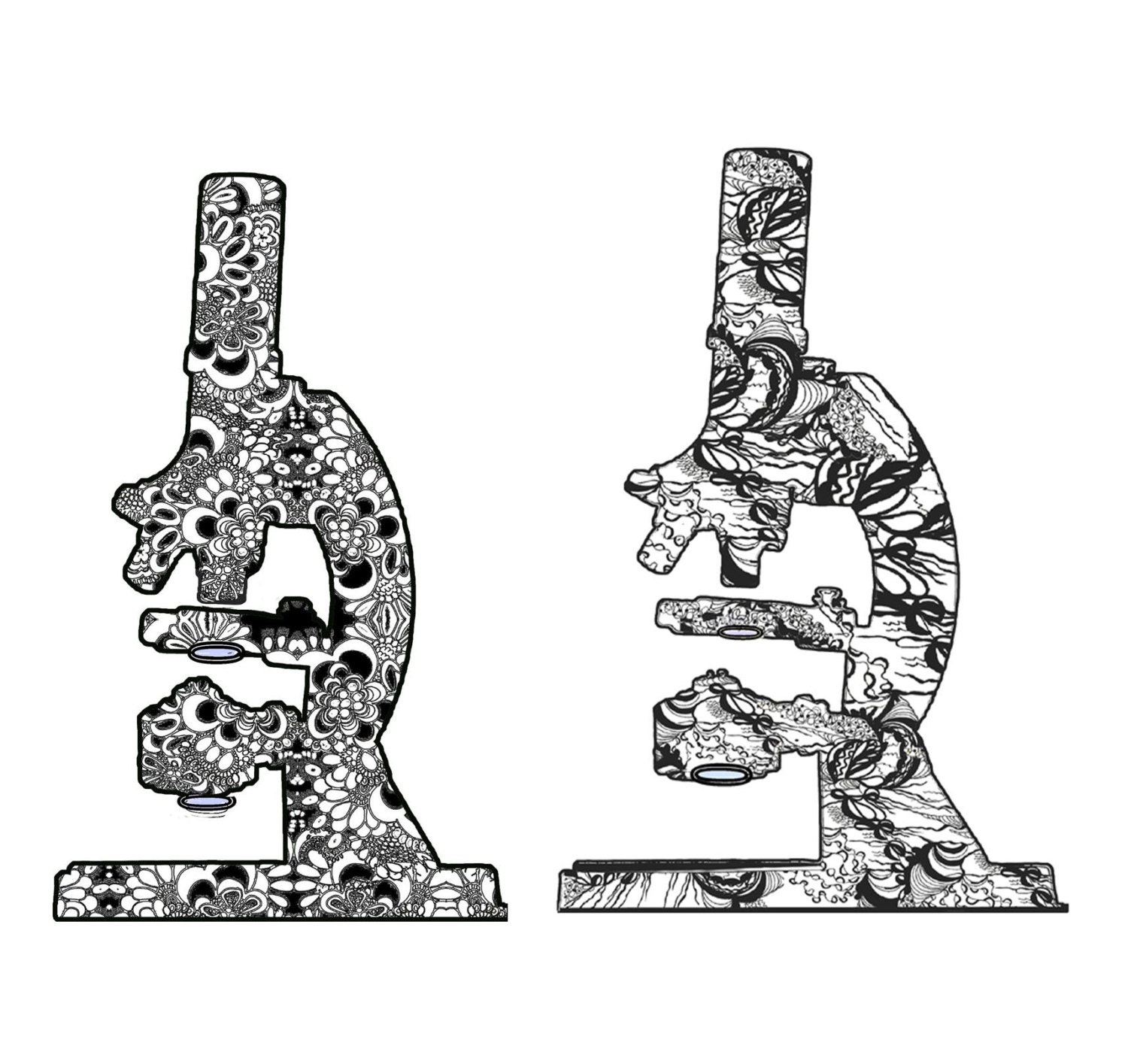 Microscope Art, Female Scientist, Microscope Art Print, Black and White ...