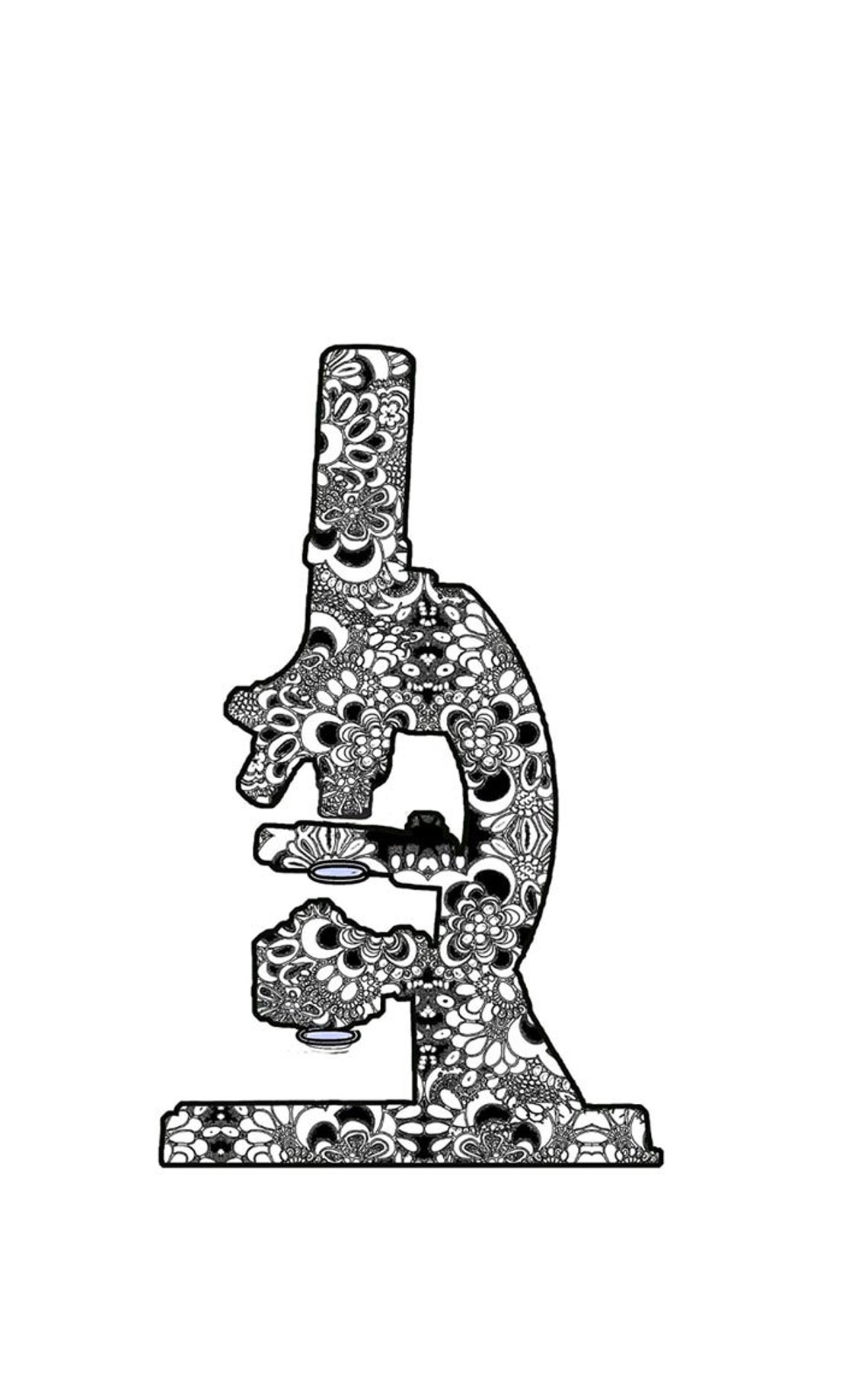 Microscope Art, Female Scientist, Microscope Art Print, Black and White ...