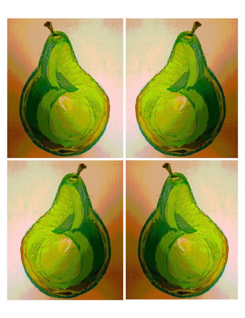 Pear Painting, Modern Kitchen Wall Art, Chartreuse, Modern Fruit ...