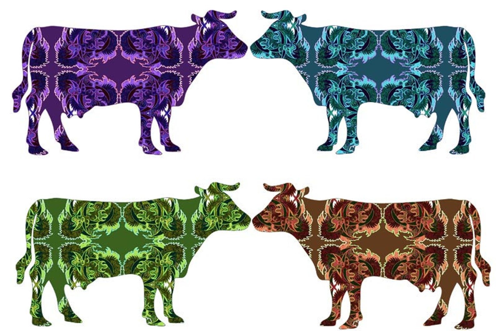 COW ART, ABSTRACT Cow Painting, Purple Wall Art Painting, Pop Art, Andy ...