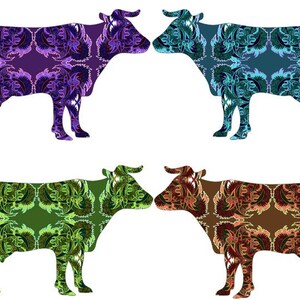 COW ART, ABSTRACT Cow Painting, Purple Wall Art Painting, Pop Art, Andy ...