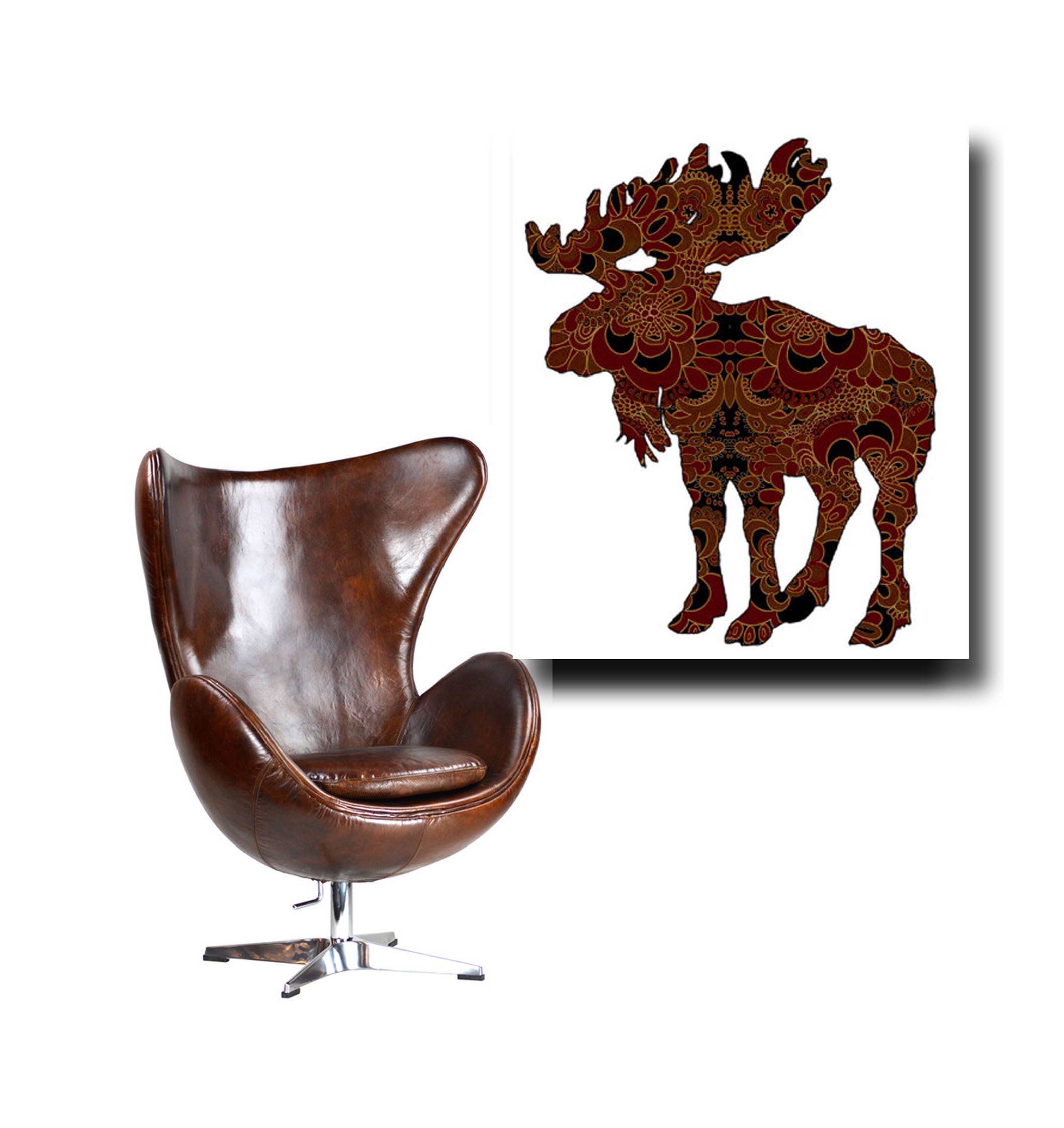 Moose Painting, Modern Moose Art Poster, Black and Brown Abstract ...