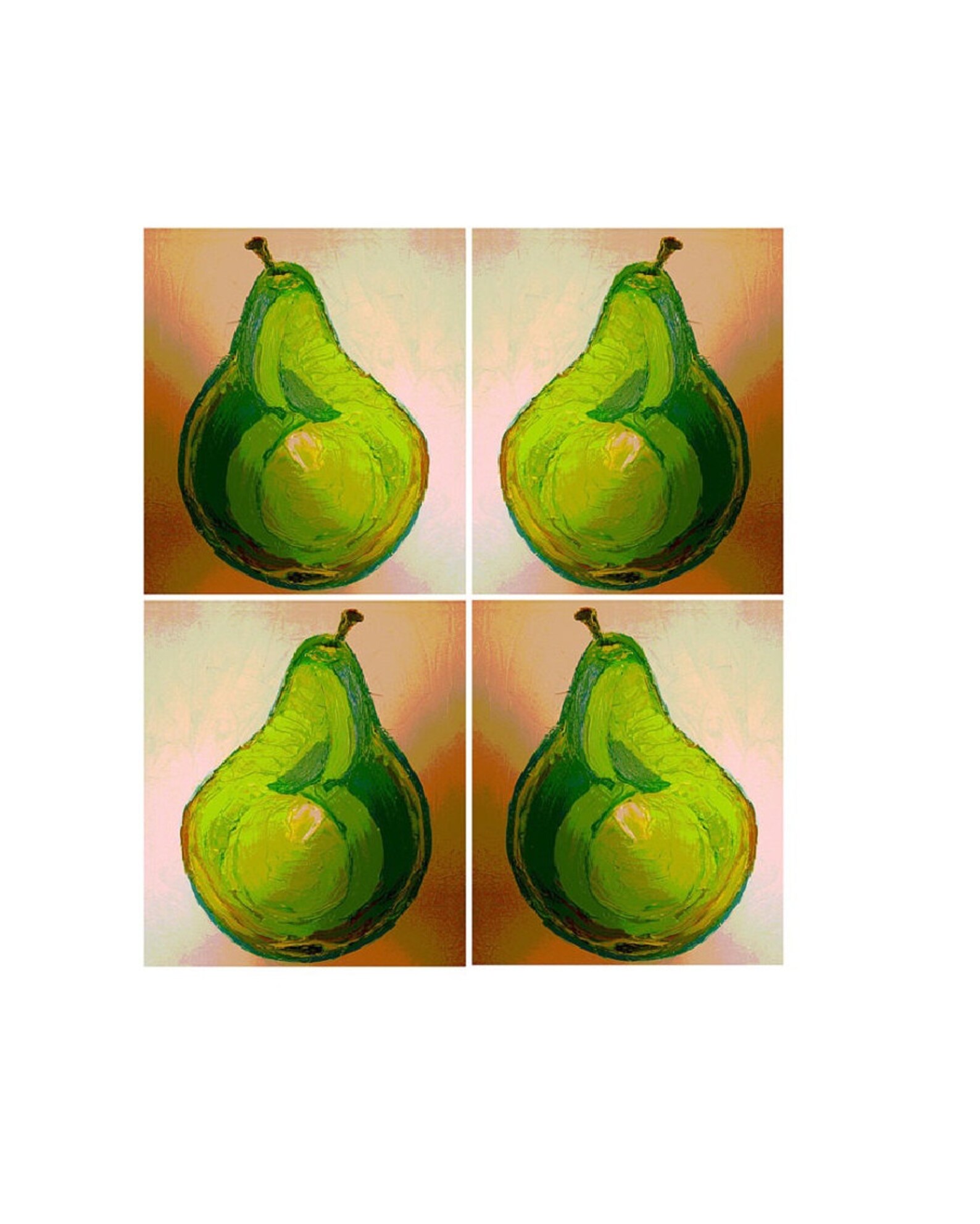 Pear Painting, Modern Kitchen Wall Art, Chartreuse, Modern Fruit ...