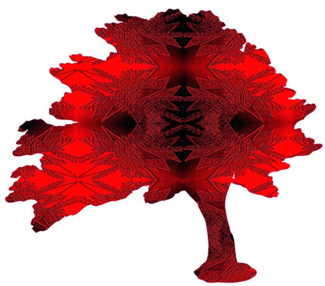 Abstract Tree Painting, Red and Black Art, Modern Red Art Painting ...