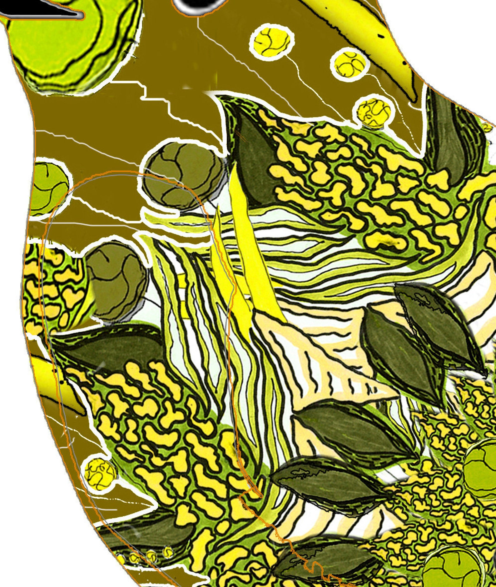 Modern Yellow Bird, Whimsical Bird, Yellow and Green, Canary, Yellow ...