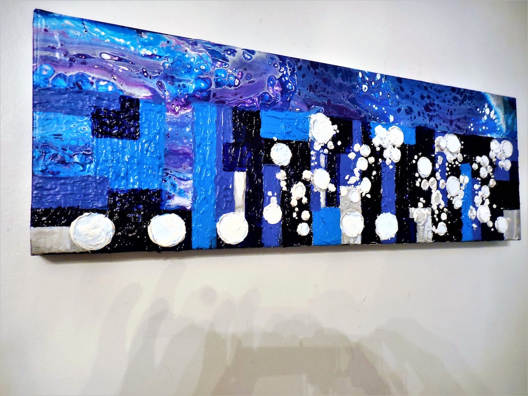 ABSTRACT PAINTING, Blue and Purple Wall Art, Purple and Blue Art ...