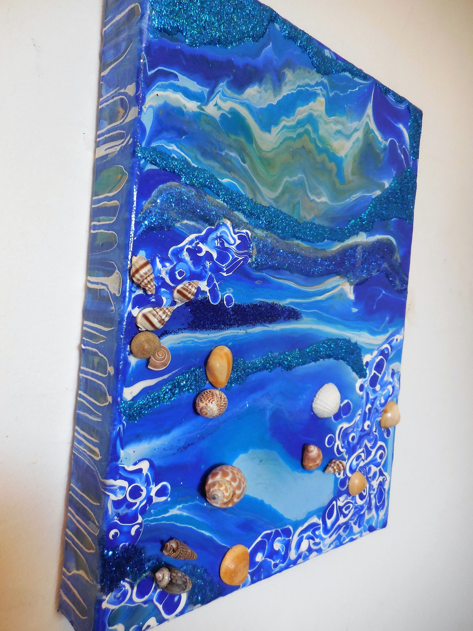 Paint Pouring Art ORIGINAL OCEAN ART Ocean Painting | Etsy