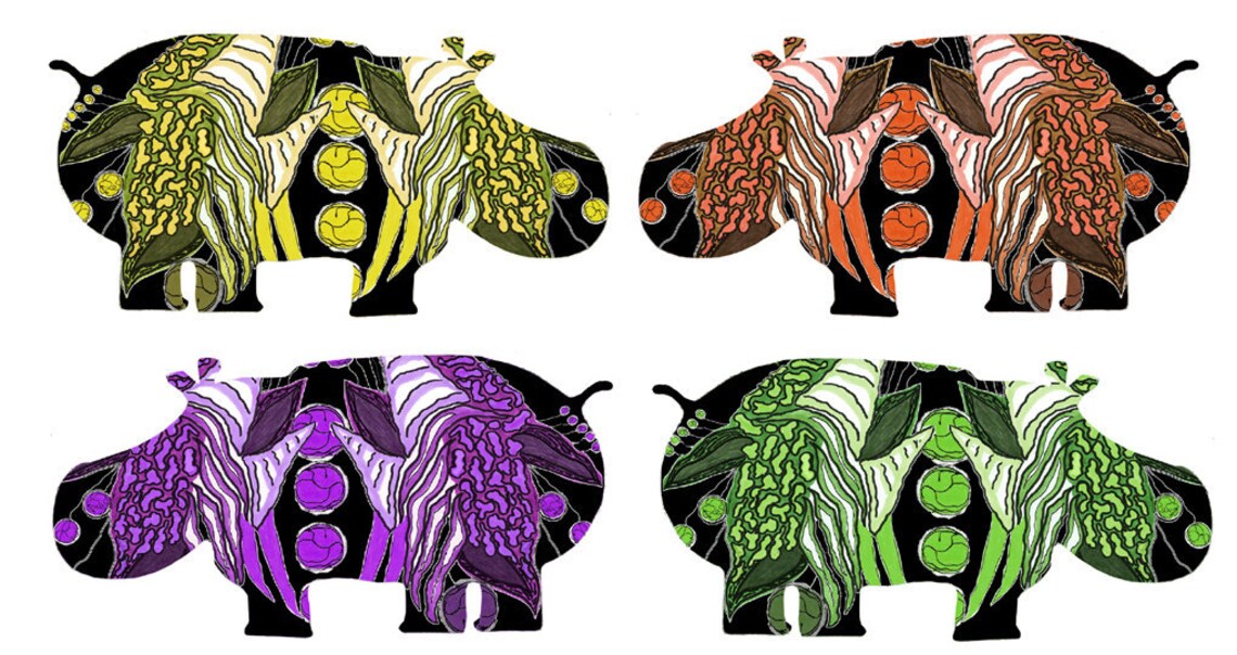 ZOO ANIMALS Wall Art, HIPPO Kids Room Art, Matching Animal Prints ...
