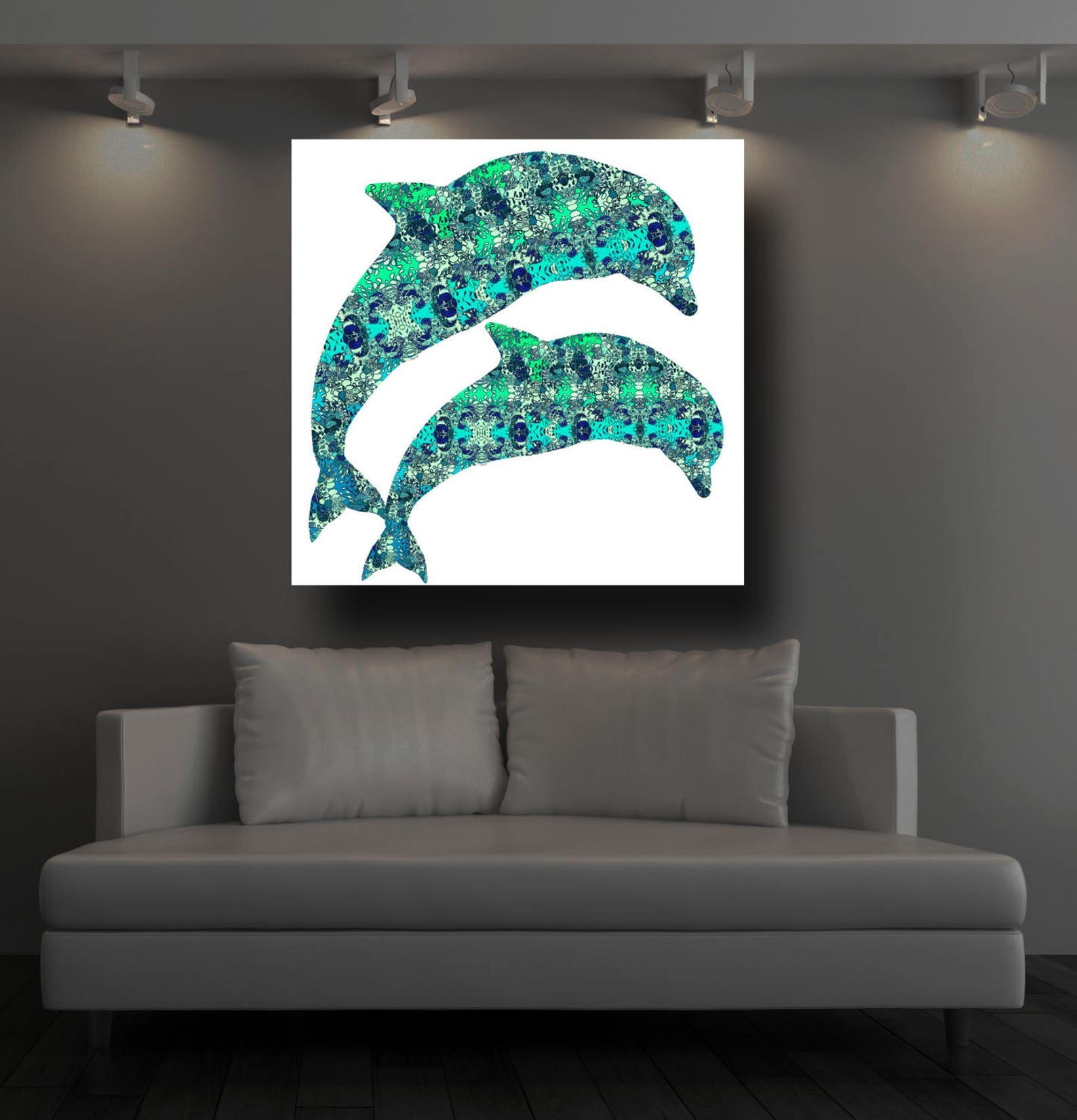 Dolphin Painting, Dolphin Wall Art, Dolphin Art Poster, Abstract ...