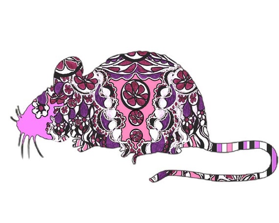Mouse Painting Mouse Poster Pink Mouse Wall Art Mouse Wall | Etsy