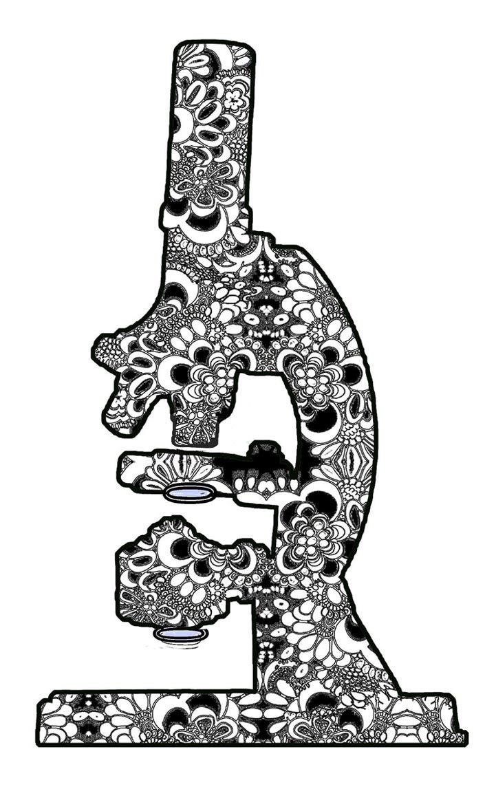 Microscope Art, Female Scientist, Microscope Art Print, Black and White ...