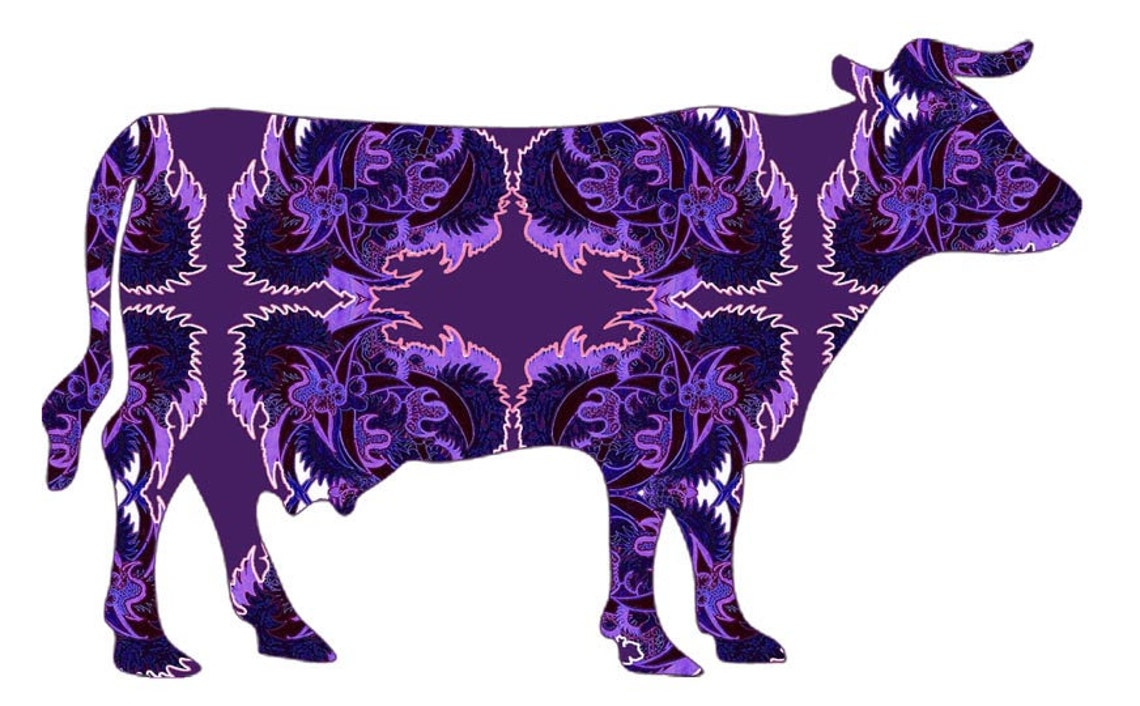 COW ART, ABSTRACT Cow Painting, Purple Wall Art Painting, Pop Art, Andy ...