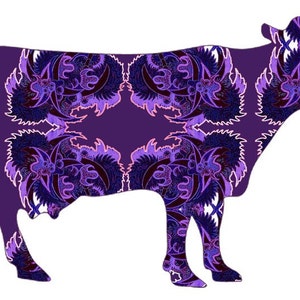 COW ART, ABSTRACT Cow Painting, Purple Wall Art Painting, Pop Art, Andy ...