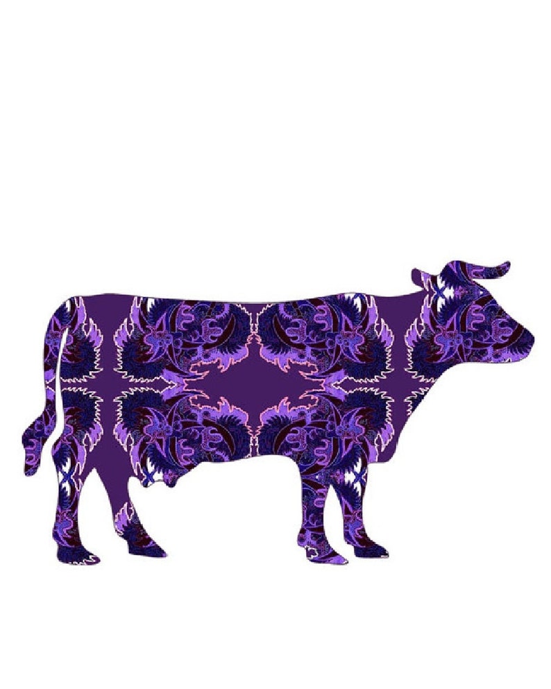 COW ART, ABSTRACT Cow Painting, Purple Wall Art Painting, Pop Art, Andy ...