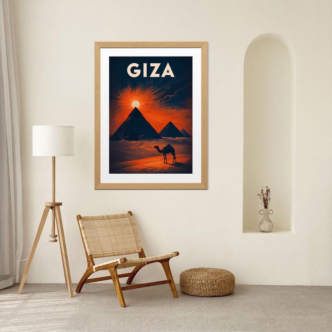EGYPT Giza Pyramids - Vintage Travel Poster 4K Print - Etsy
