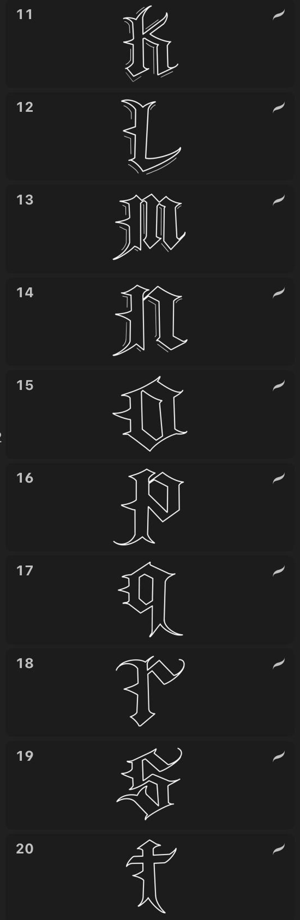 Procreate Gothic Letter Stamps – 26 Blackletter Alphabet Calligraphy ...