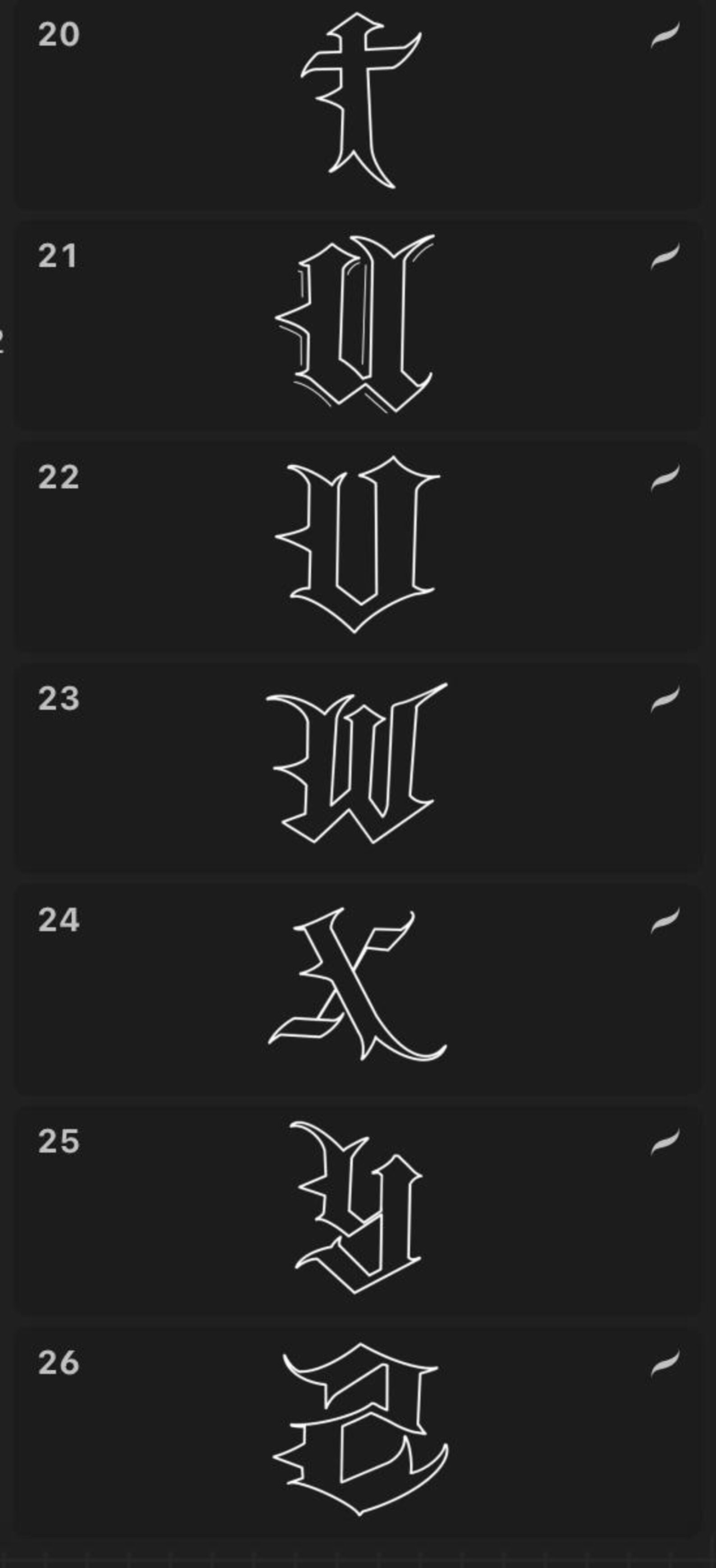 Procreate Gothic Letter Stamps – 26 Blackletter Alphabet Calligraphy ...