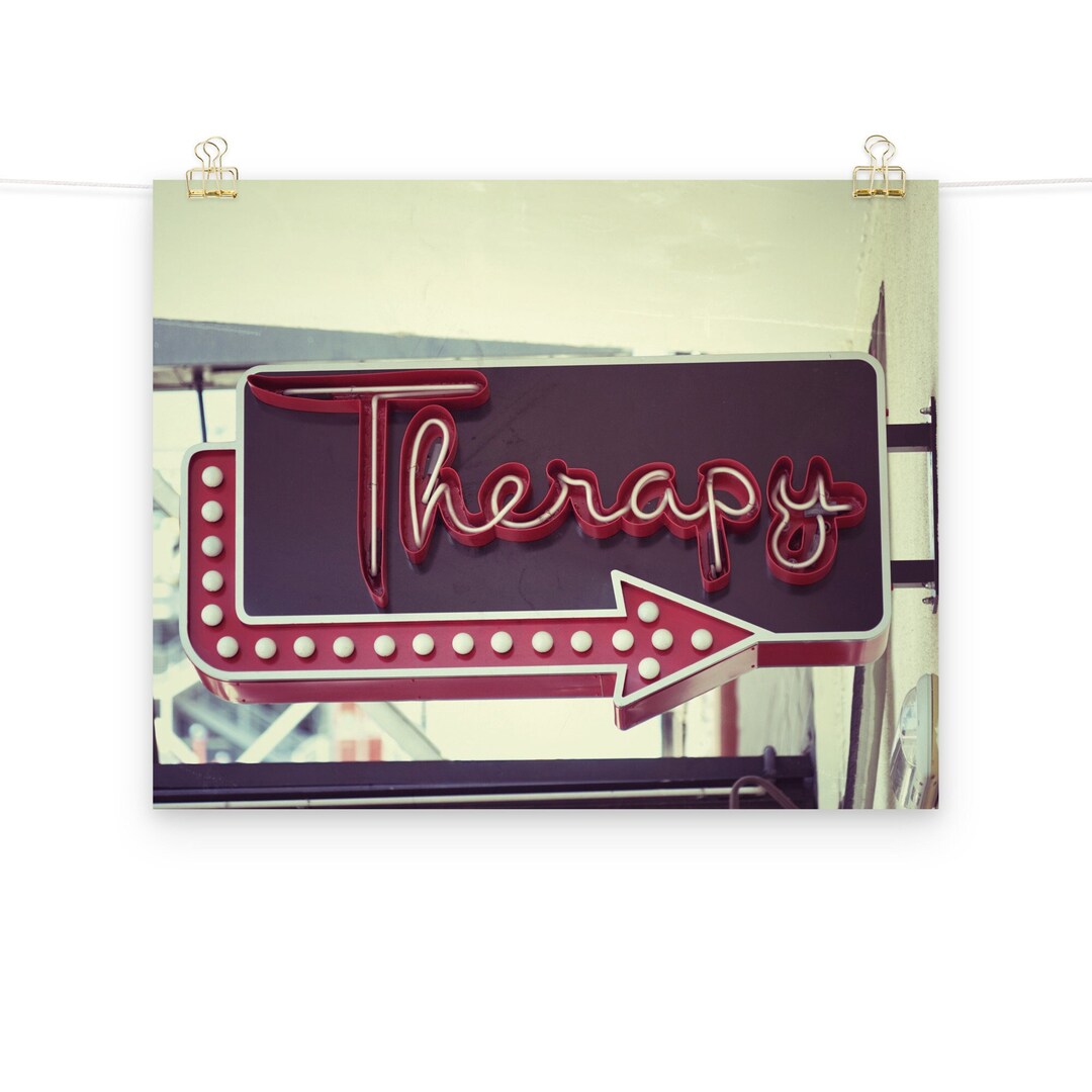 Red Neon Therapy Sign Art Print Contemporary Urban Photography Wall Art ...