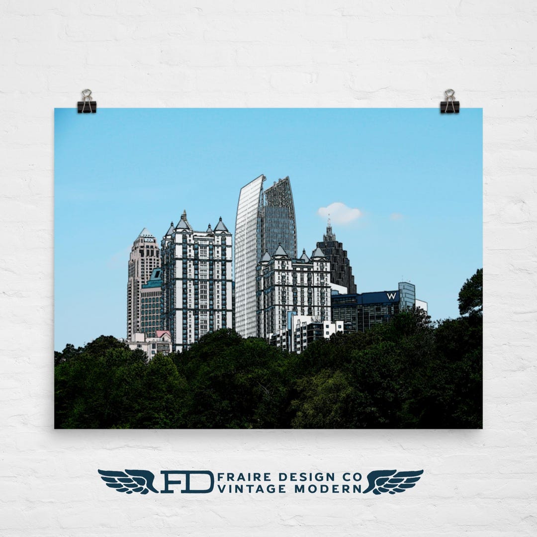 Atlanta Skyline Photography Print From Piedmont Park - Urban Sketch ...