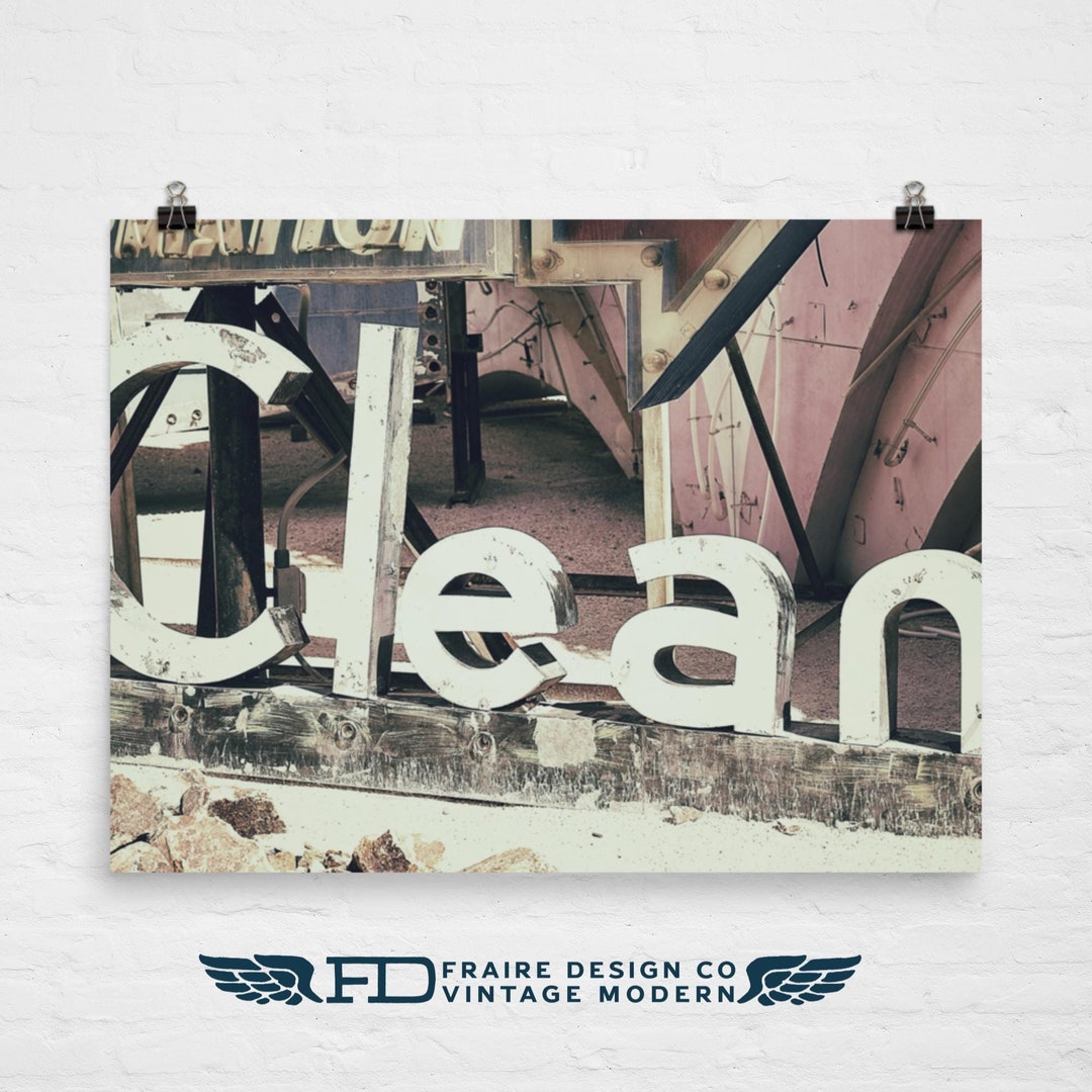 Vintage Dry Cleaners Sign Photography Print - Rustic Industrial Wall ...