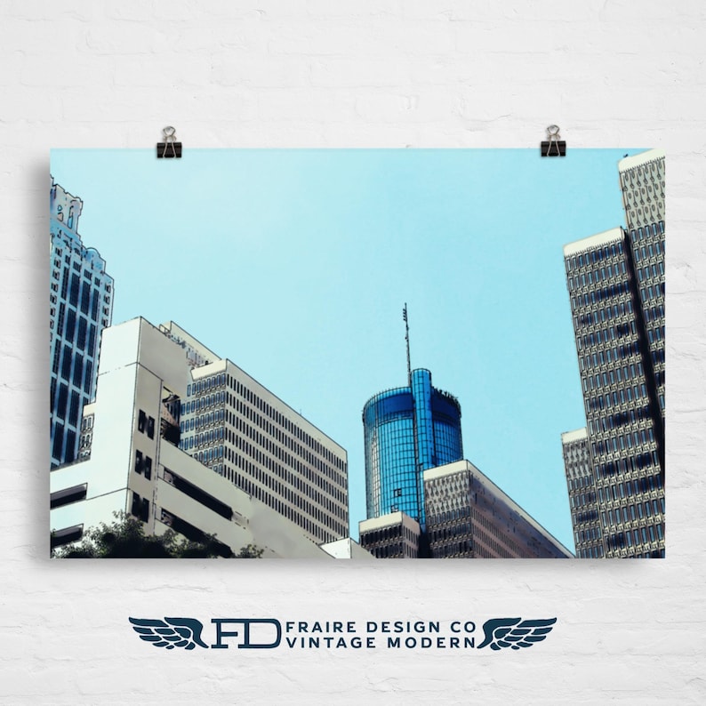 Atlanta Skyline Early 2000s Art Print - Vintage Urban Architecture Wall ...
