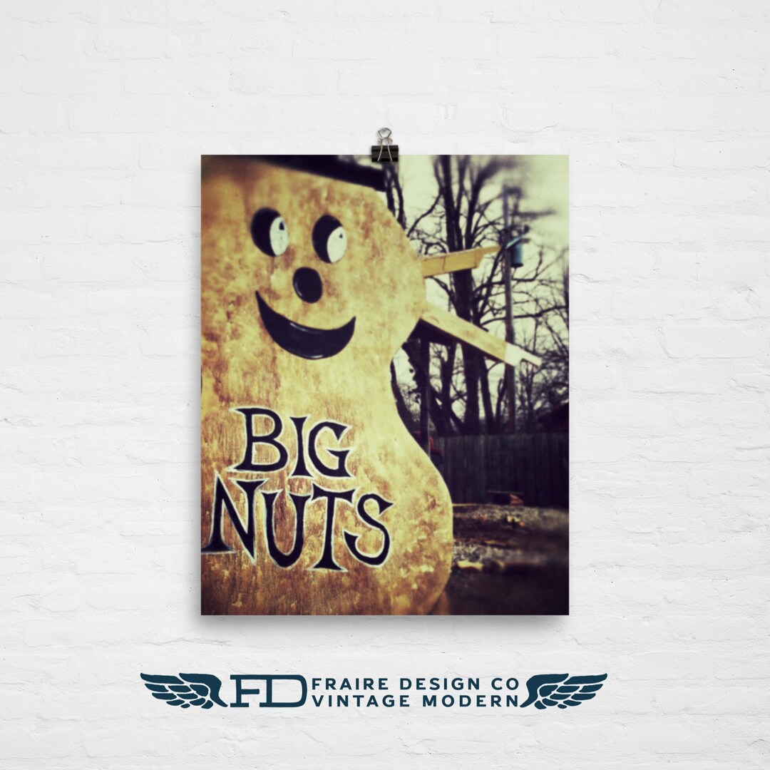 Funny Roadside Gas Station Sign Photography Print - Smiling Peanut With ...